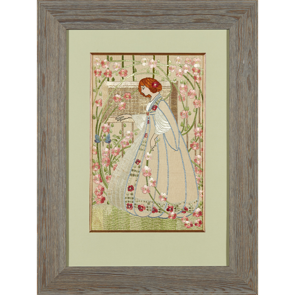 HELEN ADELAIDE LAMB (1893-1981) GLASGOW SCHOOL EMBROIDERED SILKWORK ...