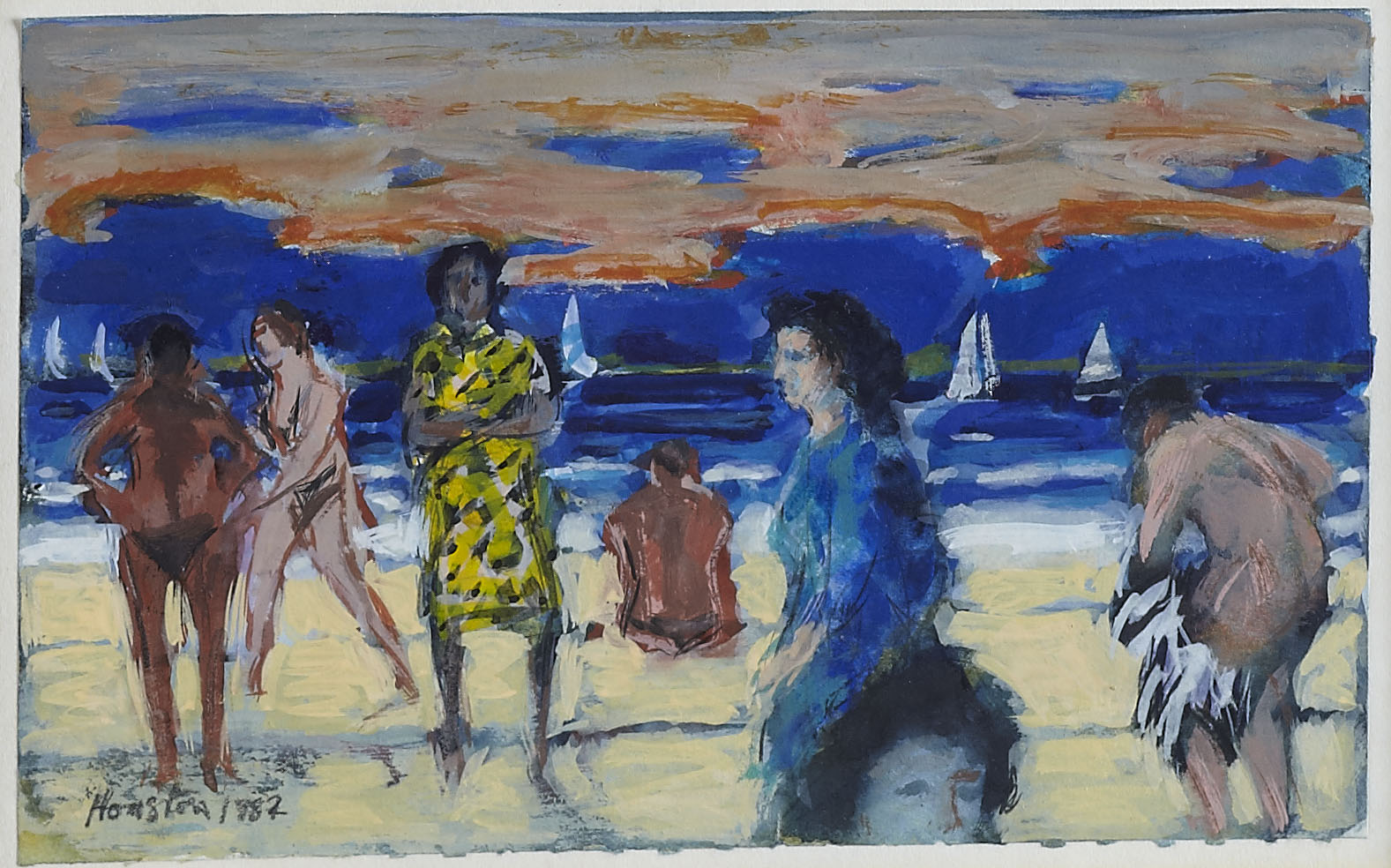 JOHN HOUSTON R.S.A., O.B.E. (SCOTTISH 1930-2008) BY THE SEA, EVENING ...