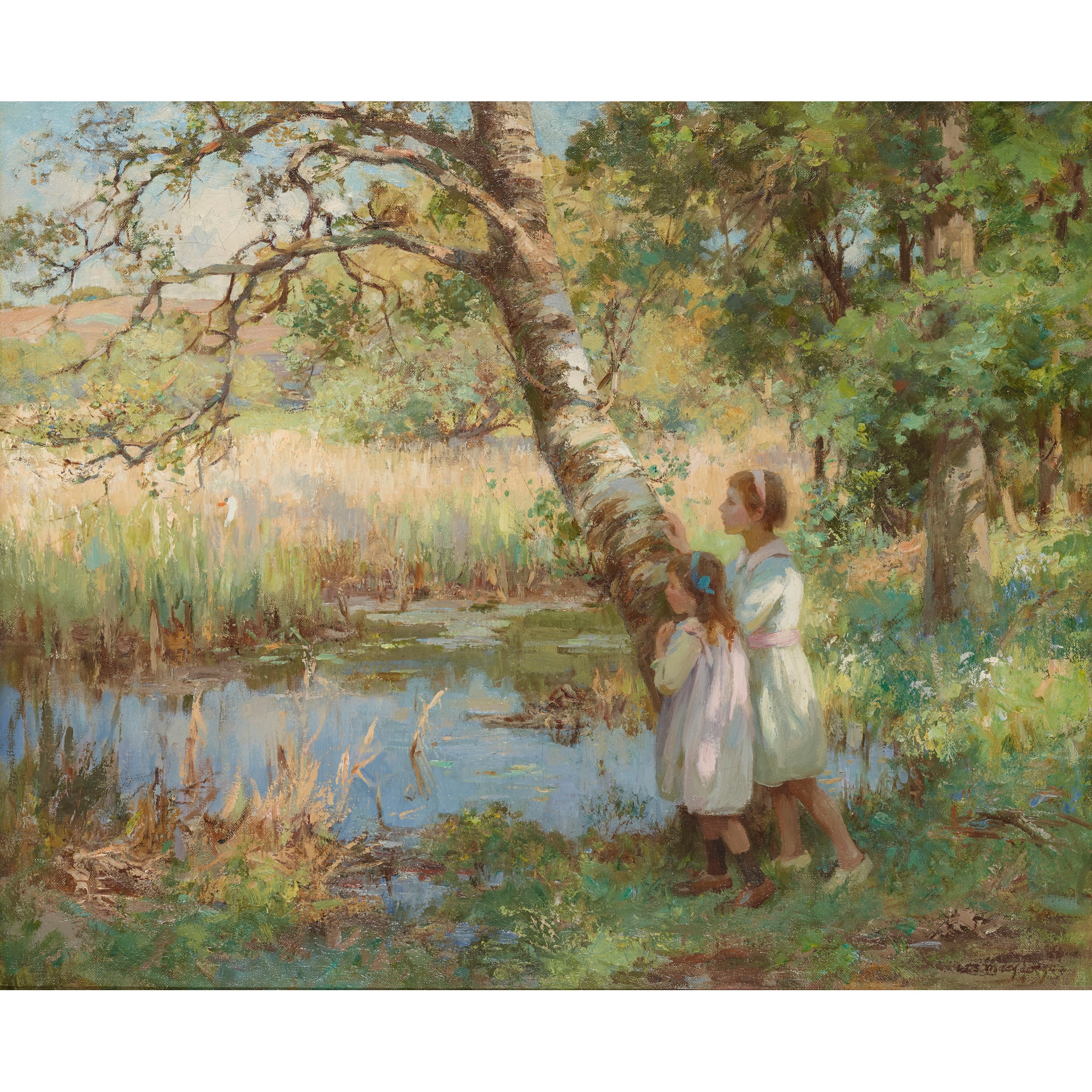 WILLIAM STEWART MACGEORGE R.S.A. (SCOTTISH 1861-1931) FEEDING THE SWANS ...