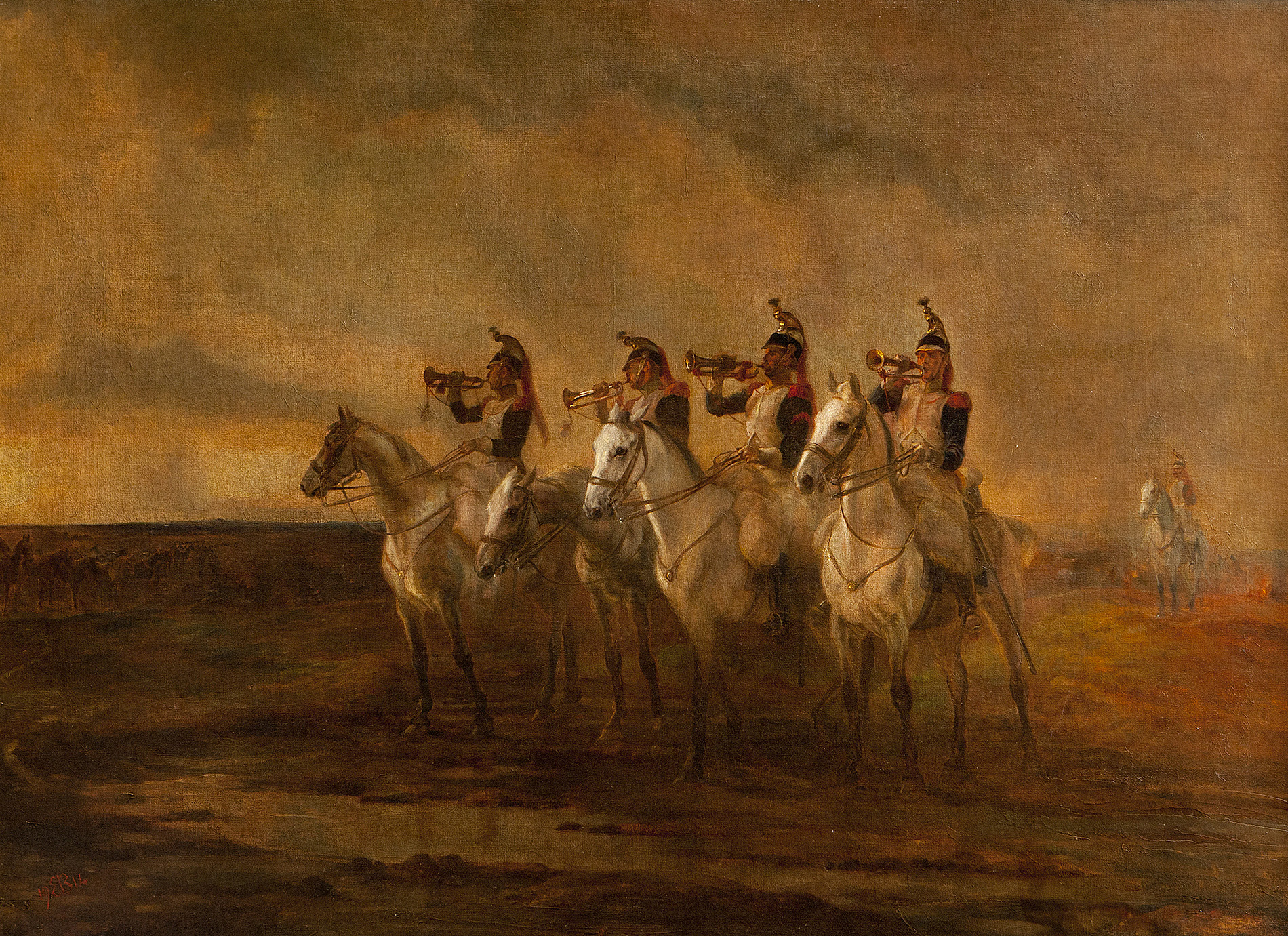 LADY ELIZABETH BUTLER (BRITISH 1846-1933) ON THE MORNING OF WATERLOO ...