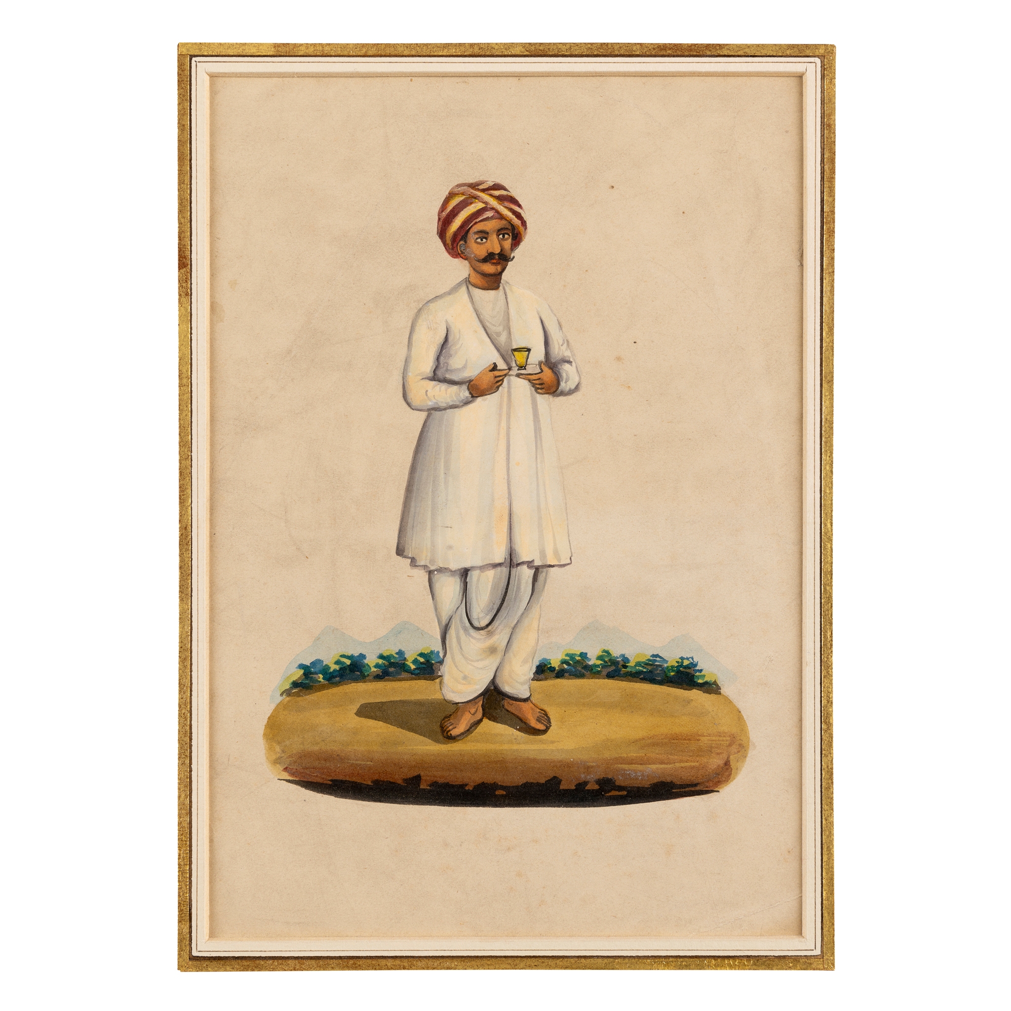 COMPANY SCHOOL: A MAN SERVANT STANDING IN A LANDSCAPE INDIA, PATNA ...