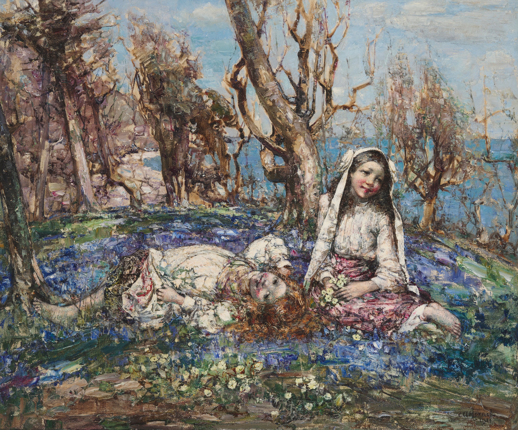 EDWARD ATKINSON HORNEL (SCOTTISH 1864-1933) GATHERING PRIMROSES | 5 June 2025