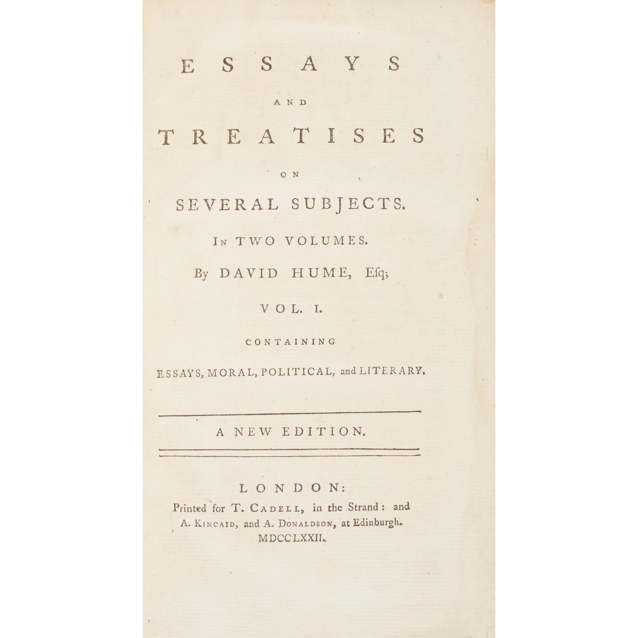 Hume, David Essays and Treatises on Several Subjects | 21 September 2023