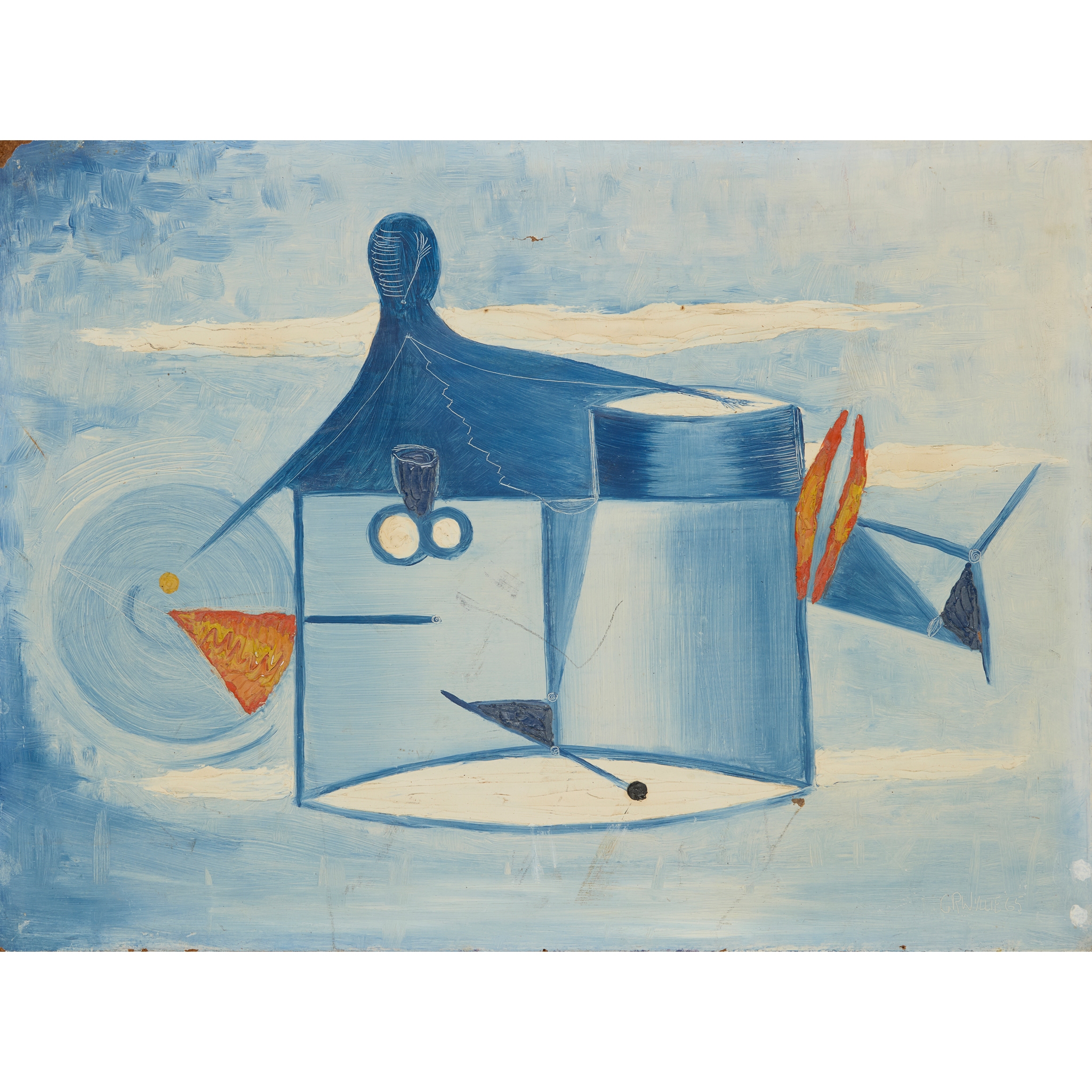 GEORGE WYLLIE M.B.E., R.S.A., R.G.I. (SCOTTISH 1921-2012) BLUE ABSTRACT ...