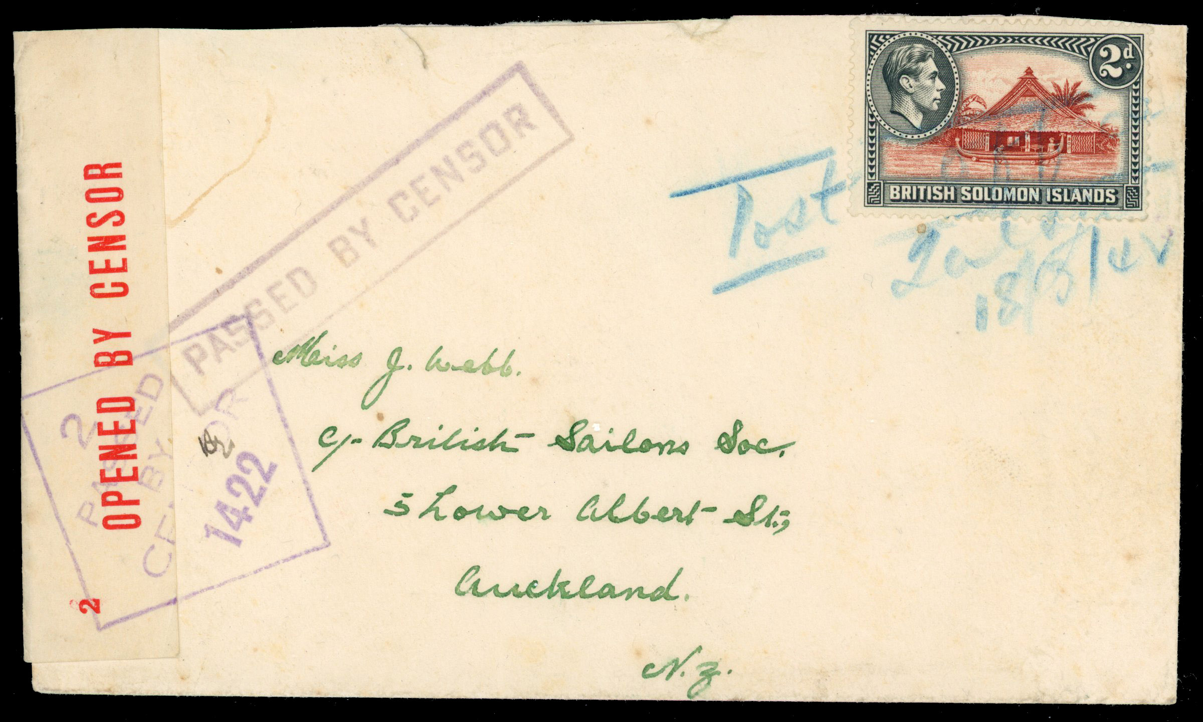 Solomon Islands 1942 cover to Auckland | 11 February 2026