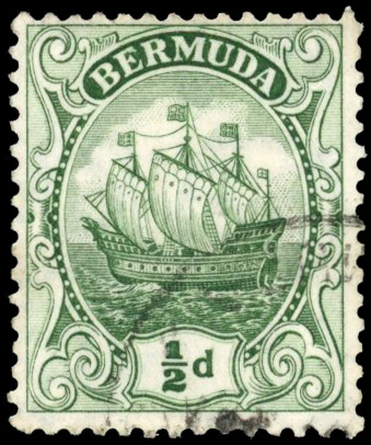Bermuda SG 77aw 1922 ½d watermark inverted used | 11 February 2026