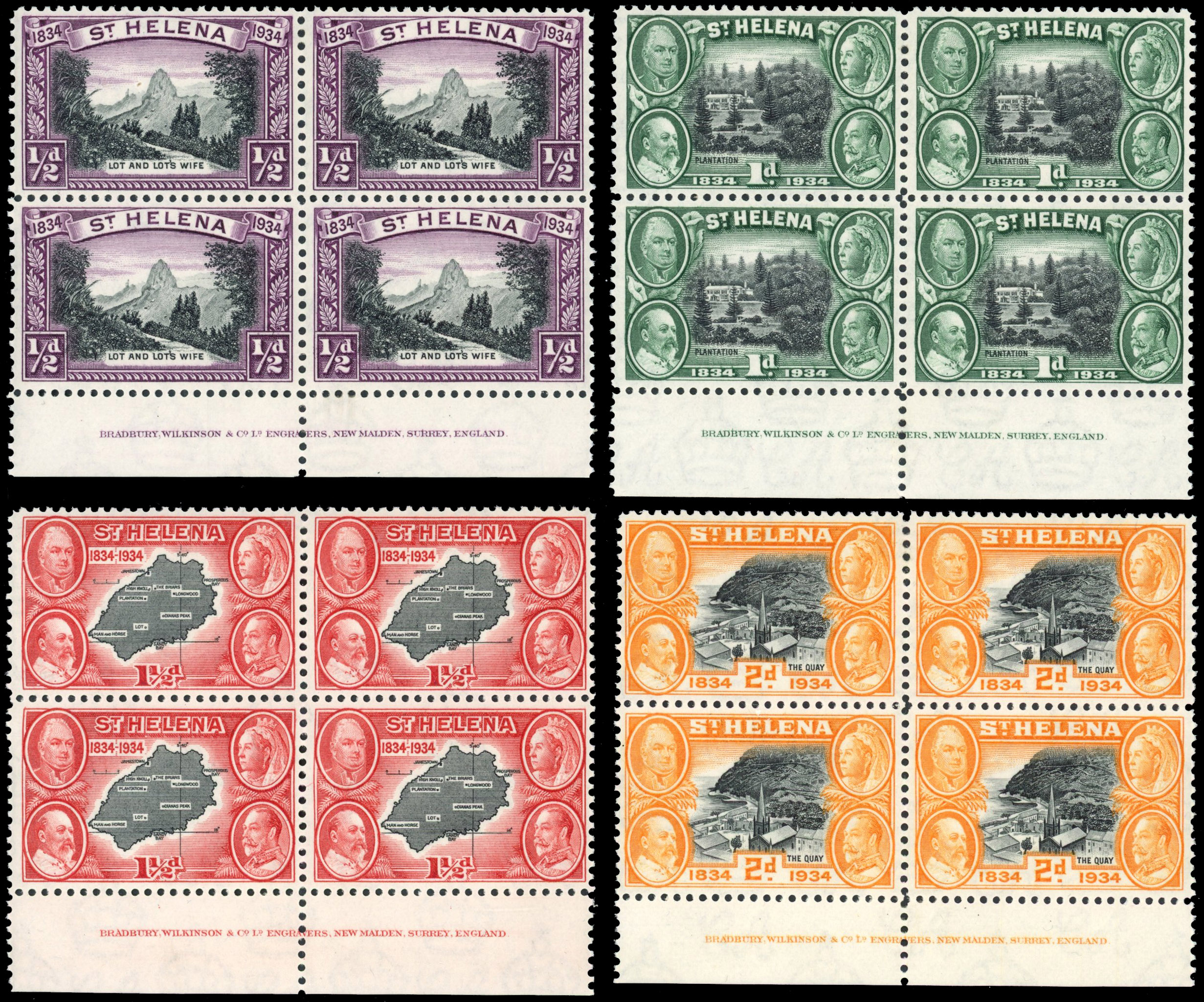 St Helena SG 114-123 1934 Centenary blocks mint | 11 February 2026