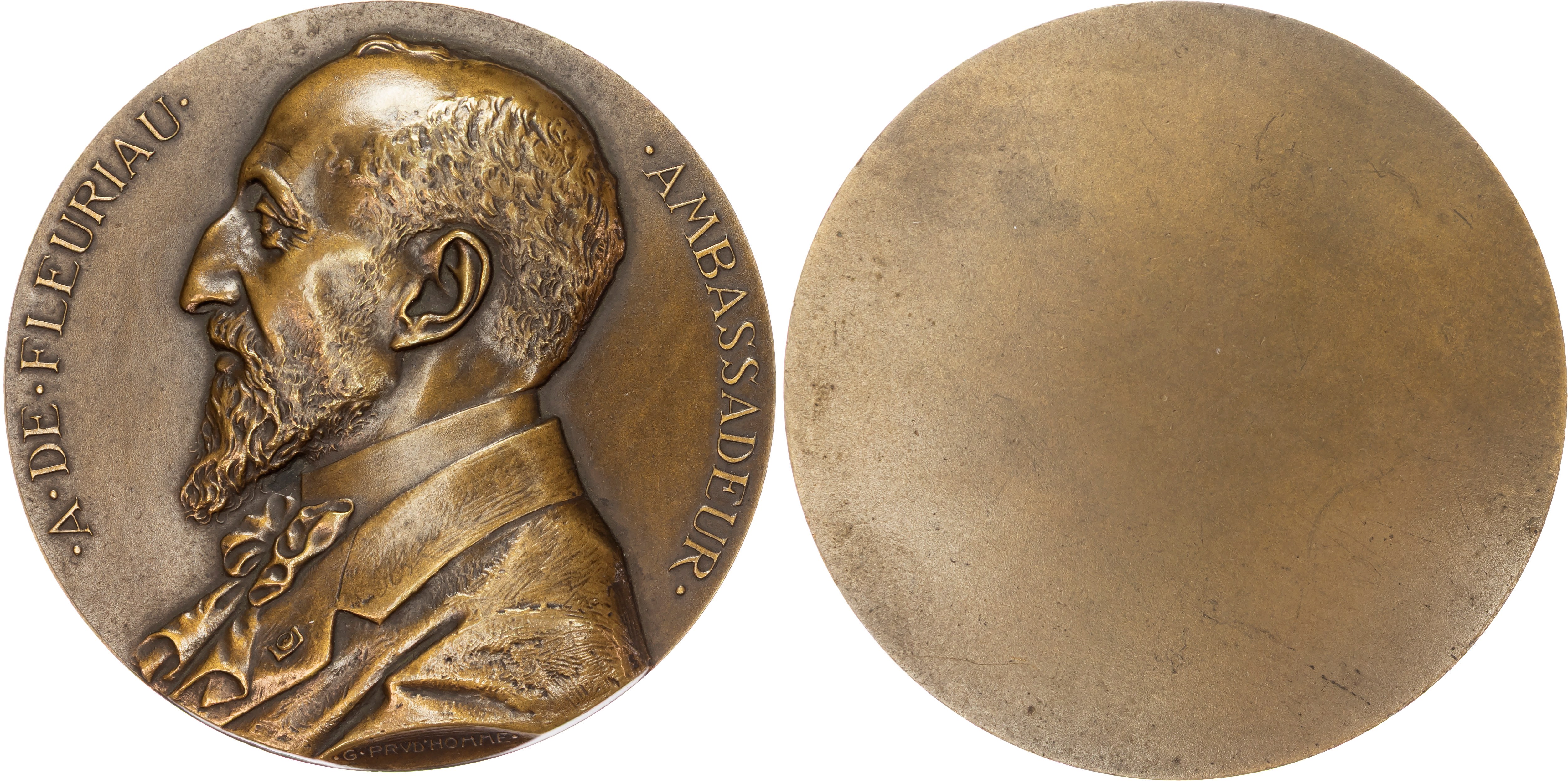 France, Aimé-Joseph de Fleuriau, uniface bronze medal (63mm/123.60gm ...