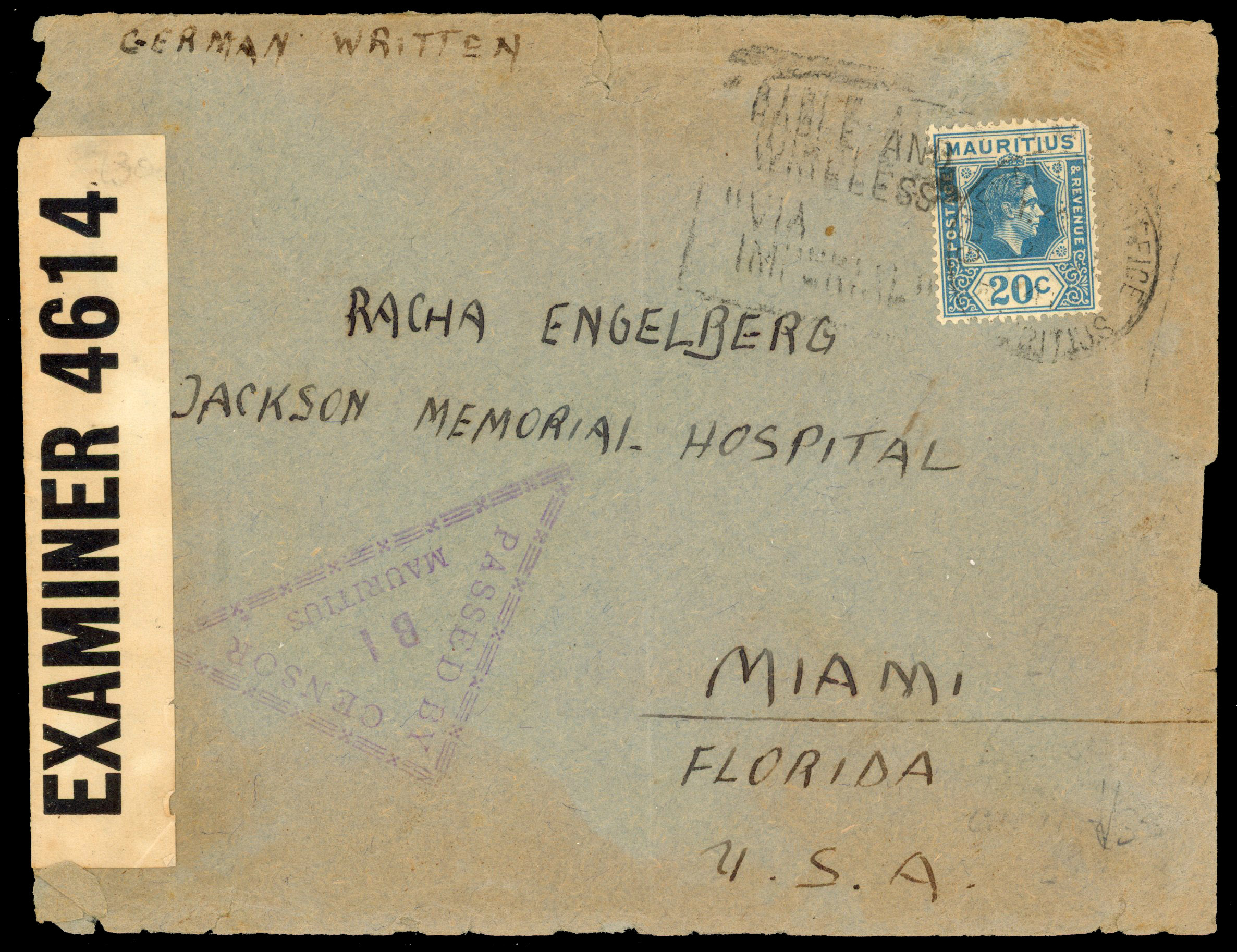 Mauritius 1941 Jewish Internment Camp cover | 11 February 2026