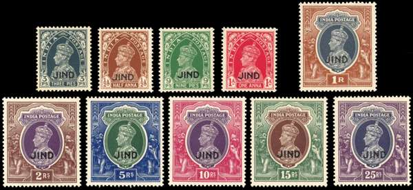 ICS Jind SG 127-136 1941 3p to 25r set of ten mint | 11 February 2026