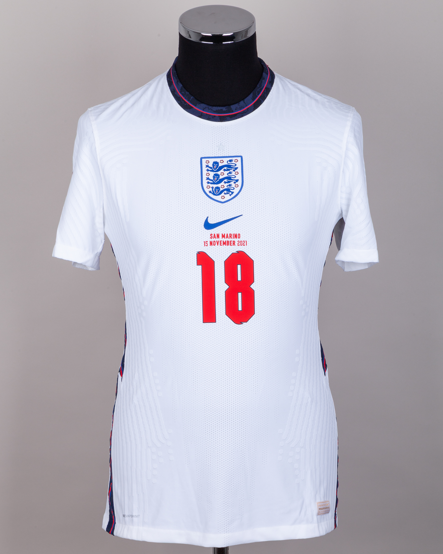Conor Gallagher white No.18 England v. San Marino short-sleeved shirt ...