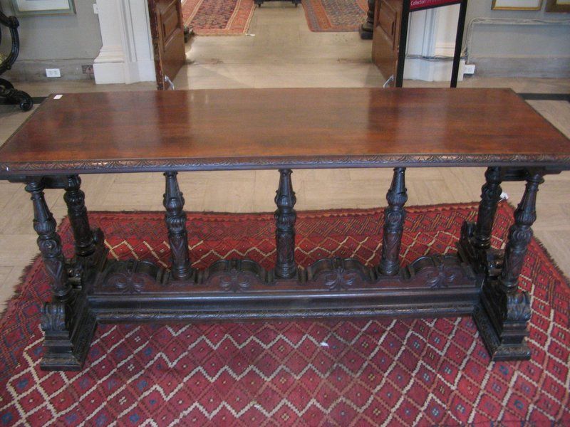 Past auction: Italian carved walnut trestle table late 19th c ...