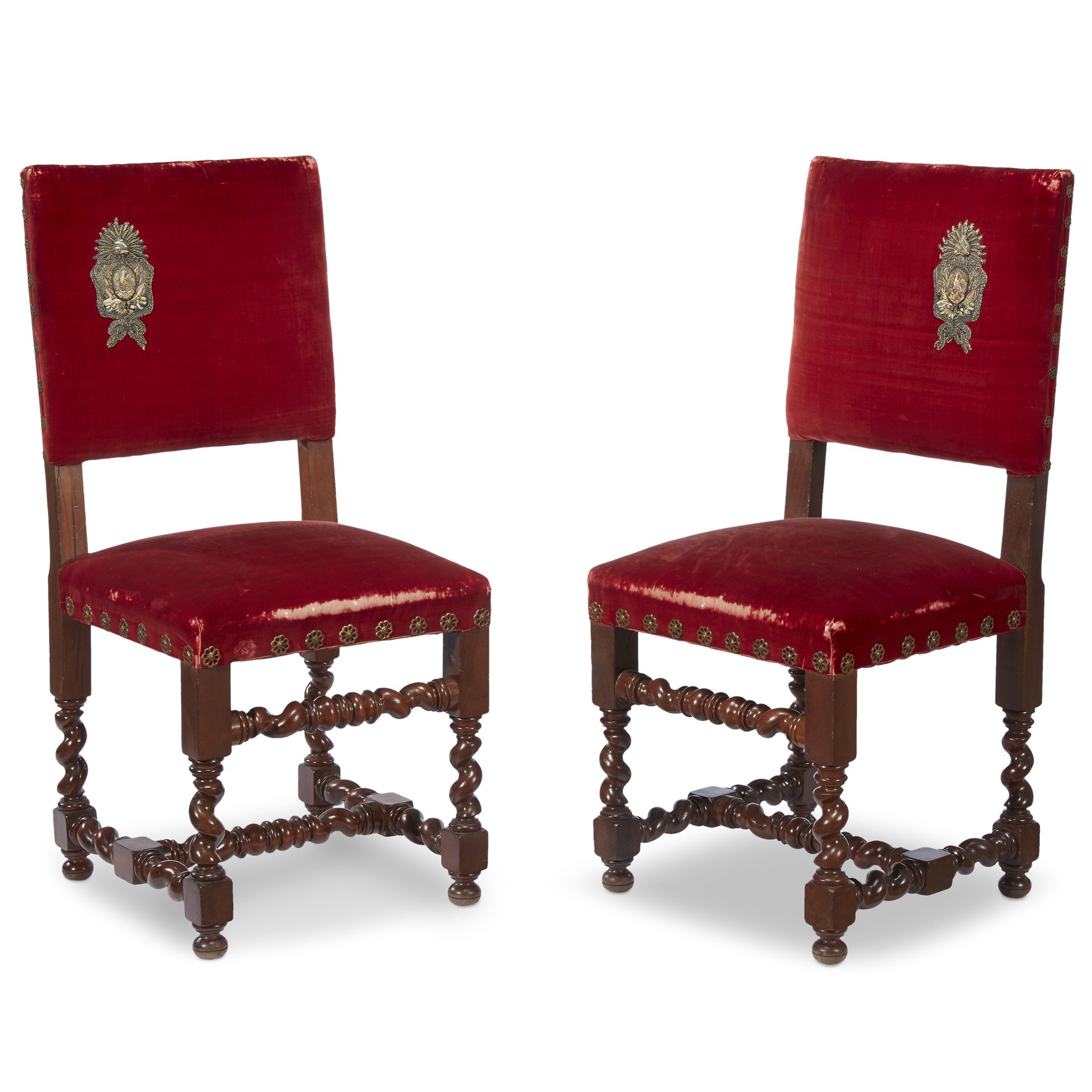 Past auction: A PAIR OF JACOBEAN STYLE TURNED MAHOGANY HALL CHAIRS ...