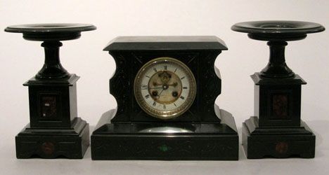 Past auction: Victorian slate assembled clock garniture ca. 1900 ...