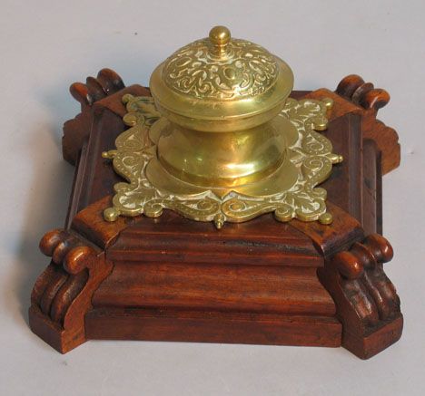Brass Inkwell on a Raised Wooden Plinth Base 19th c. | August 5, 2005