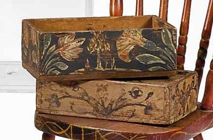 Past auction: Paint-decorated paint box with sliding lid possibly ...