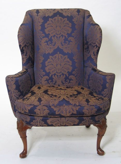 Queen Anne style walnut & upholstered wing armchair | September 9, 2005