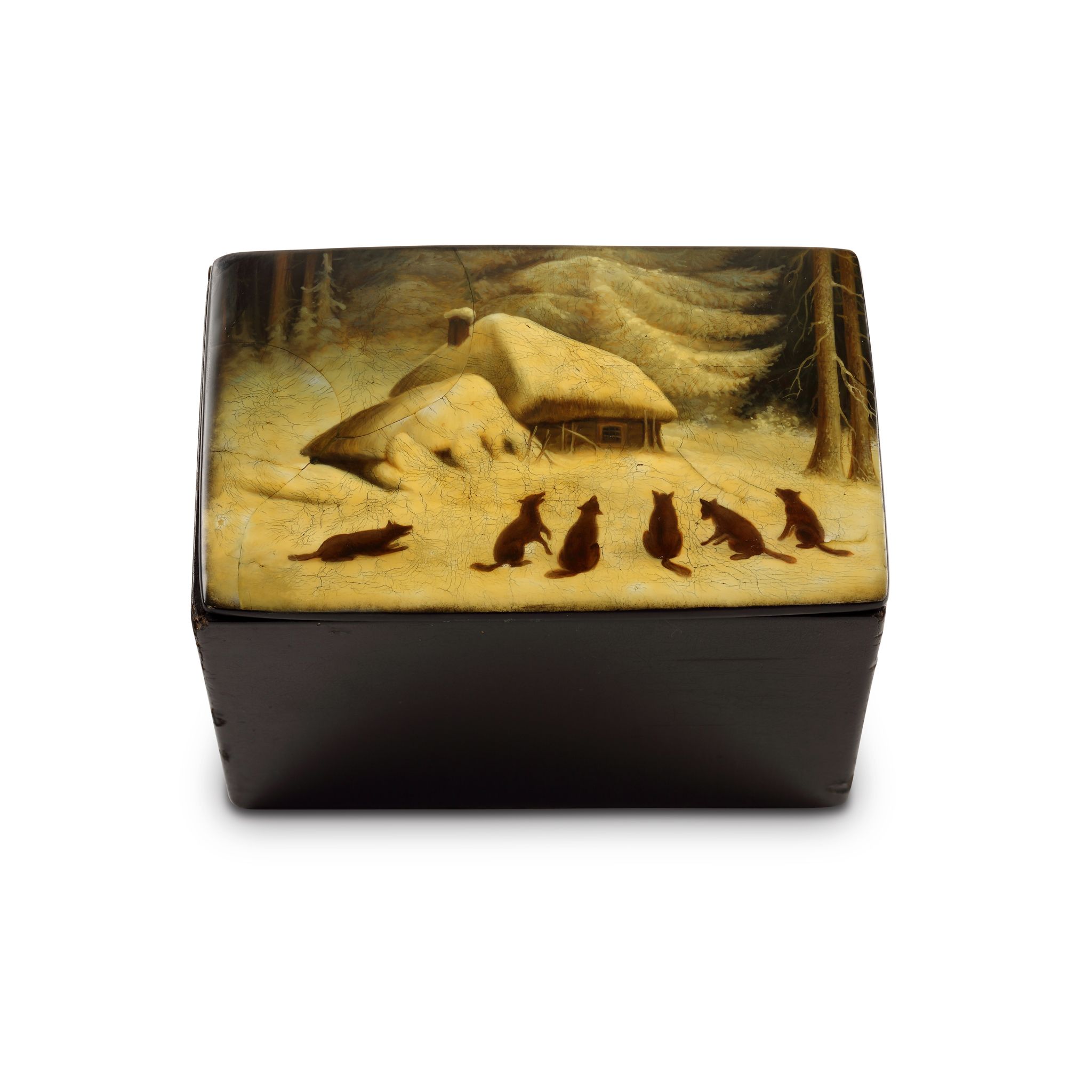 A Russian Lacquer Box “Winter: Wolves Await their Prey” Vishnyakov ...