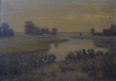 Past auction: SILAS S. DUSTIN (AMERICAN 1855-1940) EVENING ON THE RIVER ...