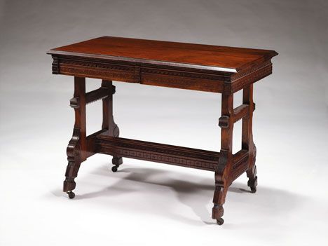 Past auction: Victorian Aesthetic carved walnut library table ca. 1880 ...