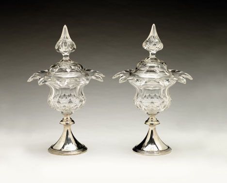 Past auction: Pair of Continental cut crystal and silver mounted ...