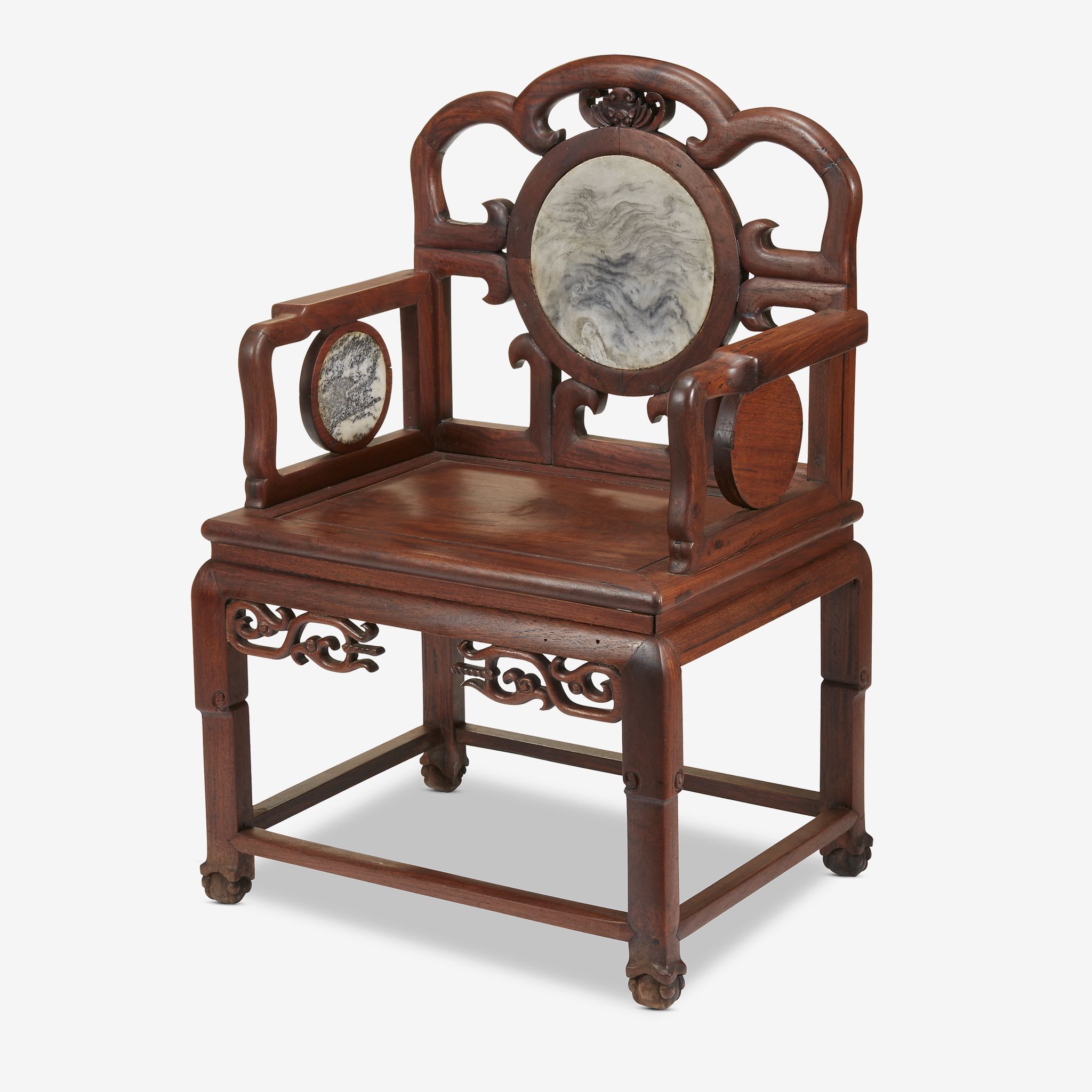 Past auction: A Chinese marble-inset hongmu chair 1st half 20th century ...