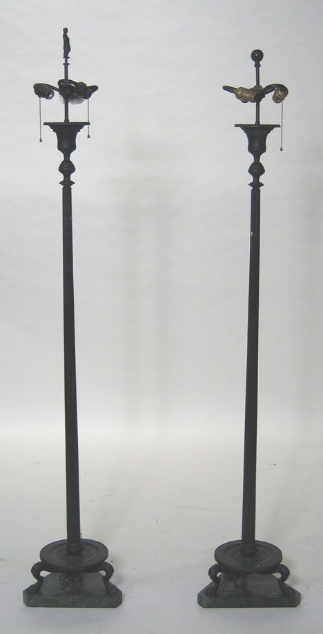 Pair of neo-classical style bronze floor lamps early 20th century ...