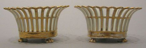 Past auction: A Pair of Continental Gilt Porcelain Openwork Footed ...