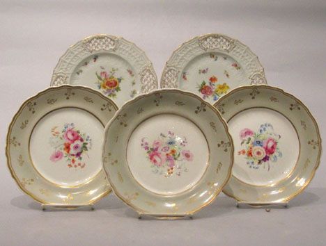 Past auction: Six English porcelain floral painted plates 19th century ...
