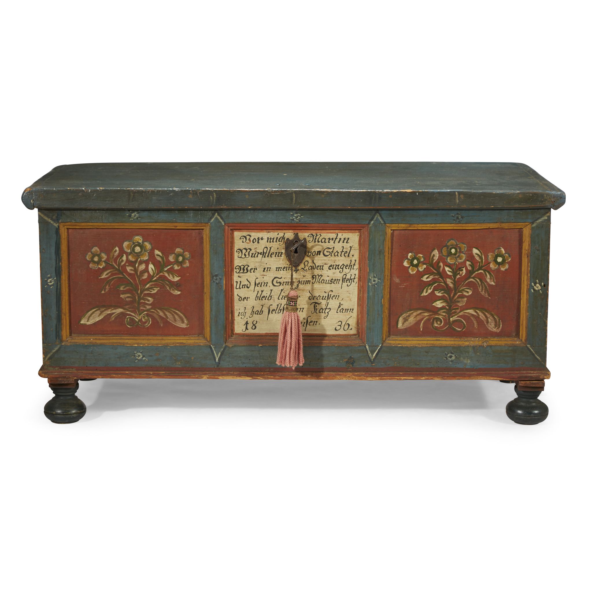 Past auction: A German polychrome-painted pine dower chest 19th century ...