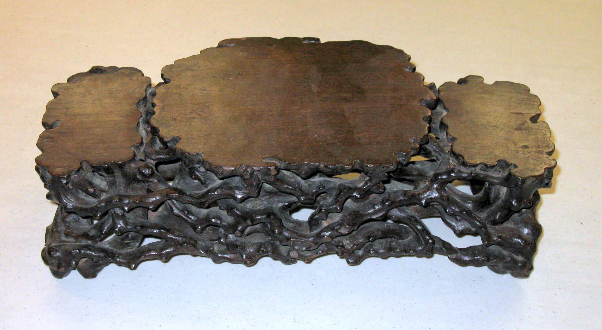 Fine and large Chinese jichimu three tier table stand 18/19th century ...